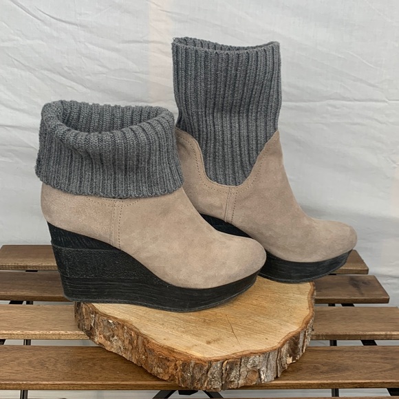 Shoes | Sbicca Like New Cute Knit Wedge Booties Size 85 | Poshmark